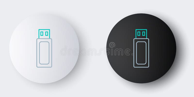 Line USB Flash Drive Icon Isolated on Grey Background. Colorful Outline ...