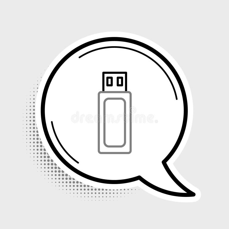 Line USB Flash Drive Icon Isolated on Grey Background. Colorful Outline ...