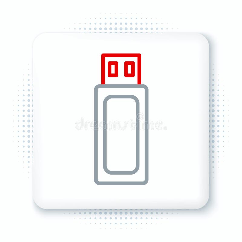 Line USB Flash Drive Icon Isolated on White Background. Colorful ...