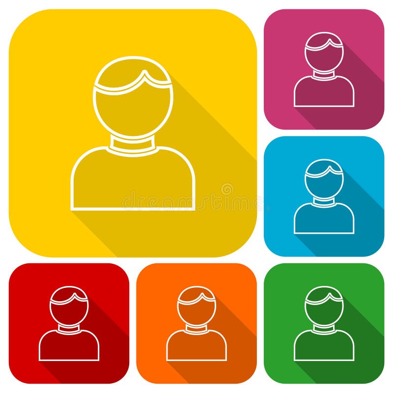 Line User Icons Set with Long Shadow Stock Vector - Illustration of ...