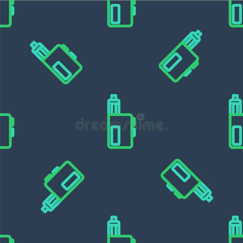 Line Vape Mod Device Icon Isolated Seamless Pattern on Blue Background ...
