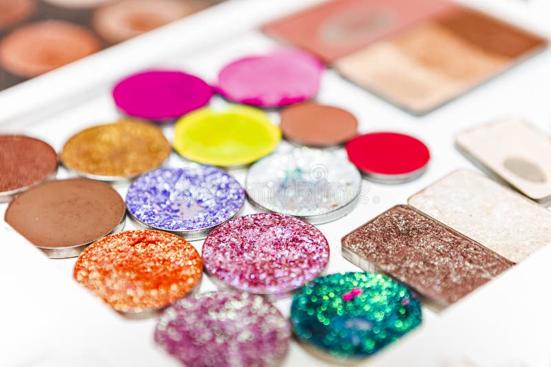 Line of Variety of Professional Makeup Tools and Brushes with Eye ...