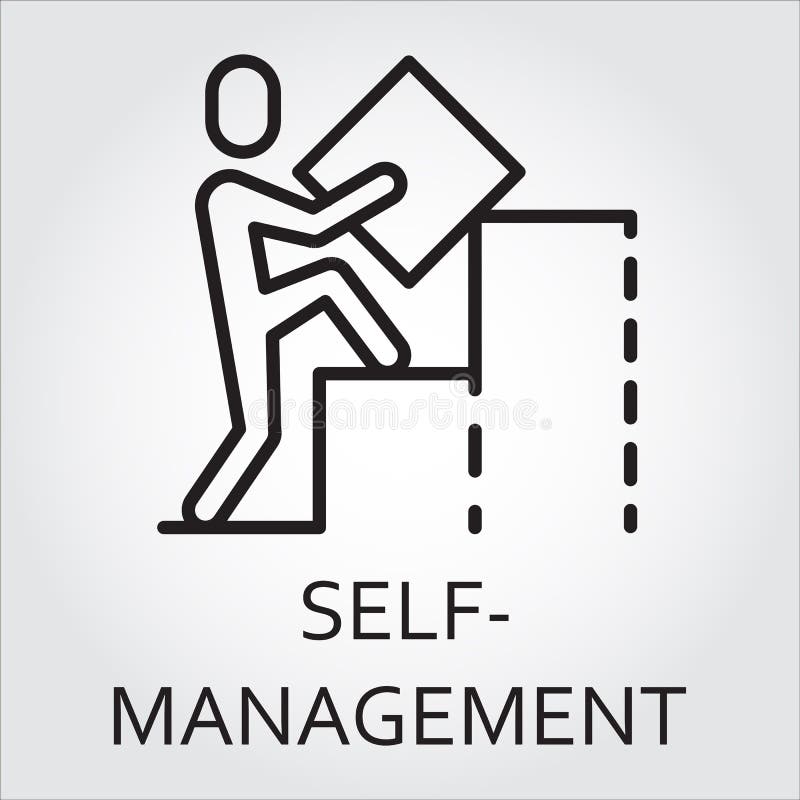 Line Vector Icon Self-management As Man Builds a Graph Stock Vector ...