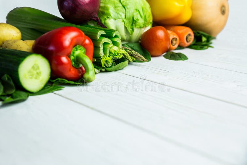 Line of Vegetables on Table Stock Image - Image of fresh, healthy: 58188275