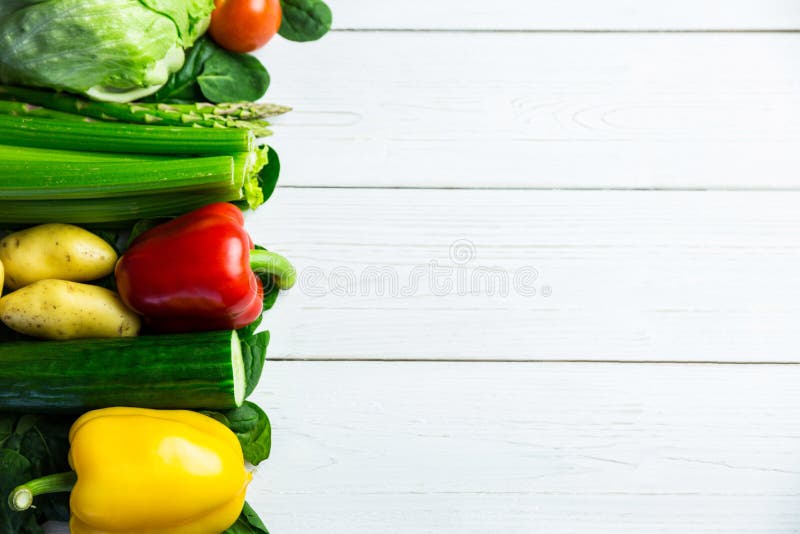 Line of Vegetables on Table Stock Image - Image of vegetarian, fruit ...