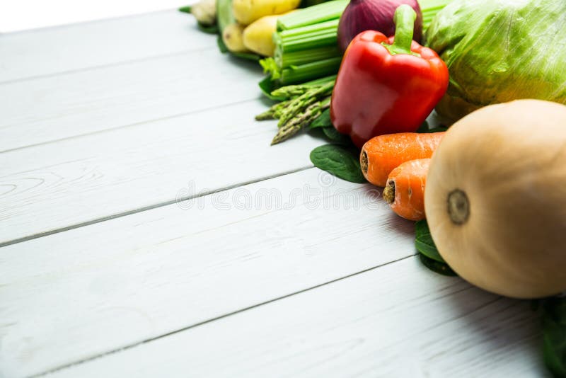 Line of Vegetables on Table Stock Photo - Image of vegetarian, copy ...
