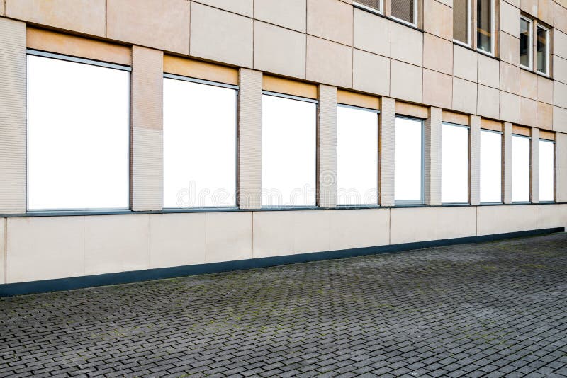 Line of Vertical Blank Mockups of Advertising Poster Billboards Stock ...