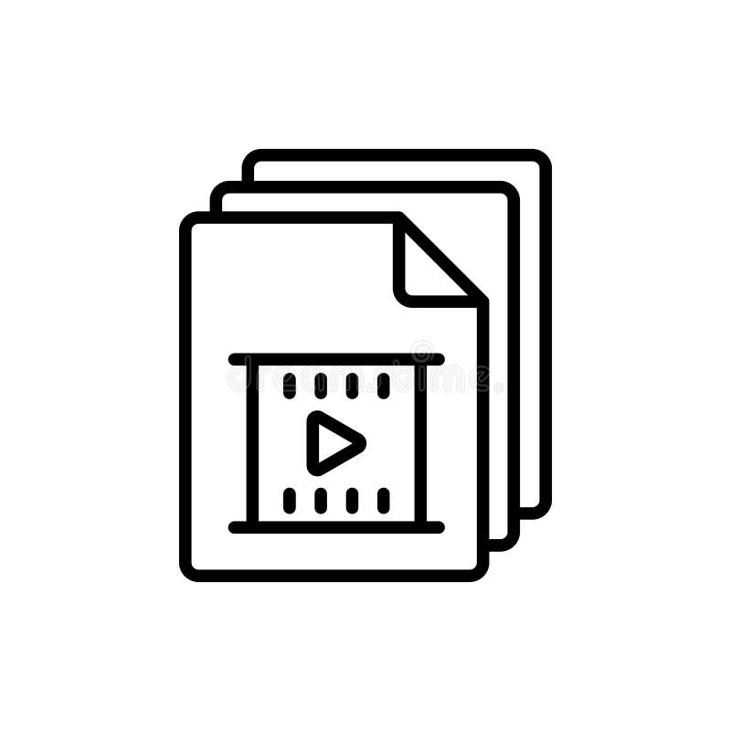 Line Video File, Play Icon on White Background Stock Illustration ...