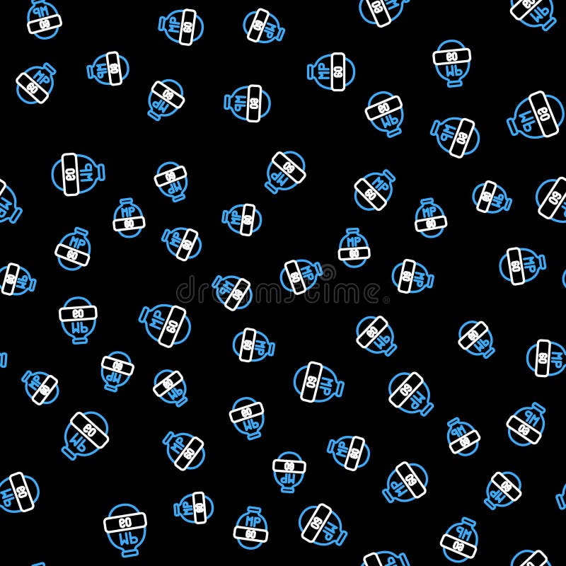 Line Video Game Bar Icon Isolated Seamless Pattern on Black Background ...
