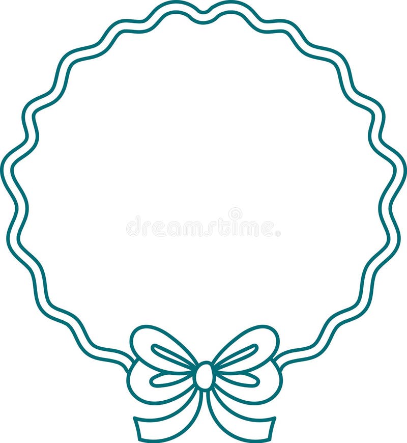 Line Vintage Circle Ribbon Frame with Bow Stock Vector - Illustration ...