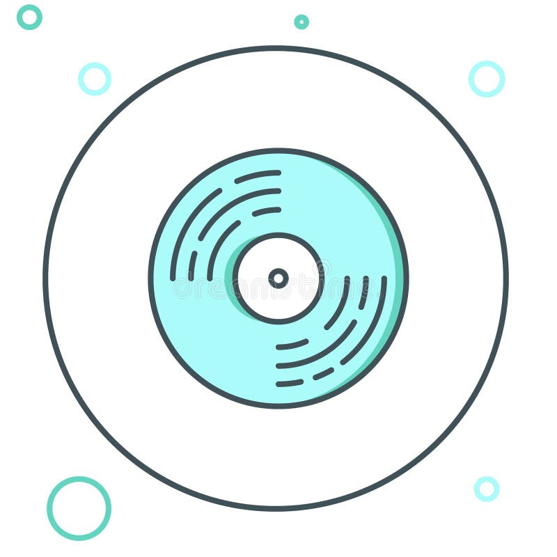 Line Vinyl Disk Icon Isolated on White Background. Colorful Outline ...