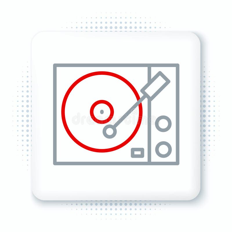 Line Vinyl Player with a Vinyl Disk Icon Isolated on White Background ...