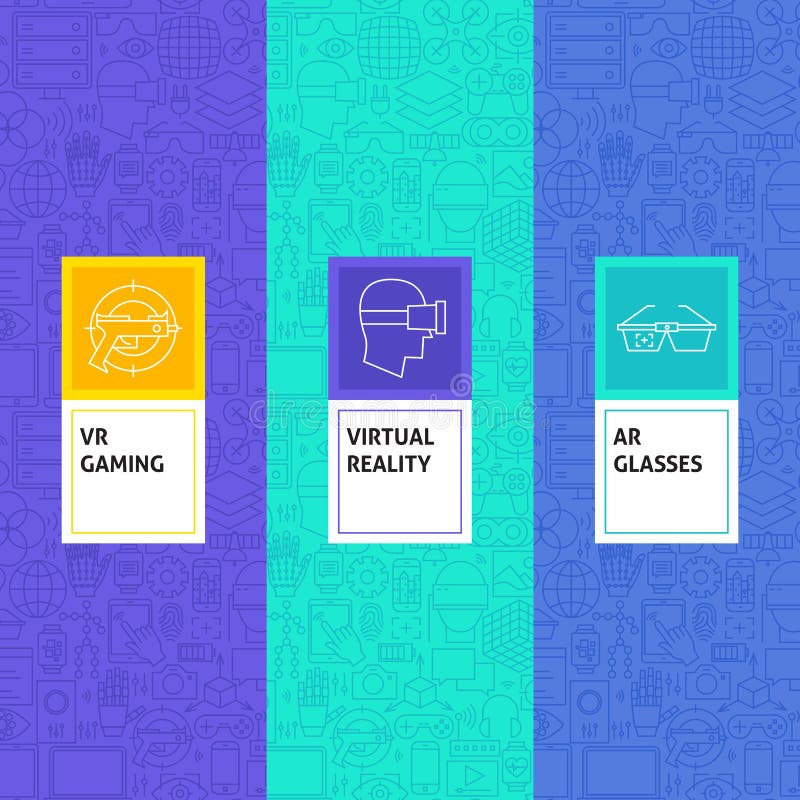 Line Virtual Reality Patterns Set Stock Vector - Illustration of ...