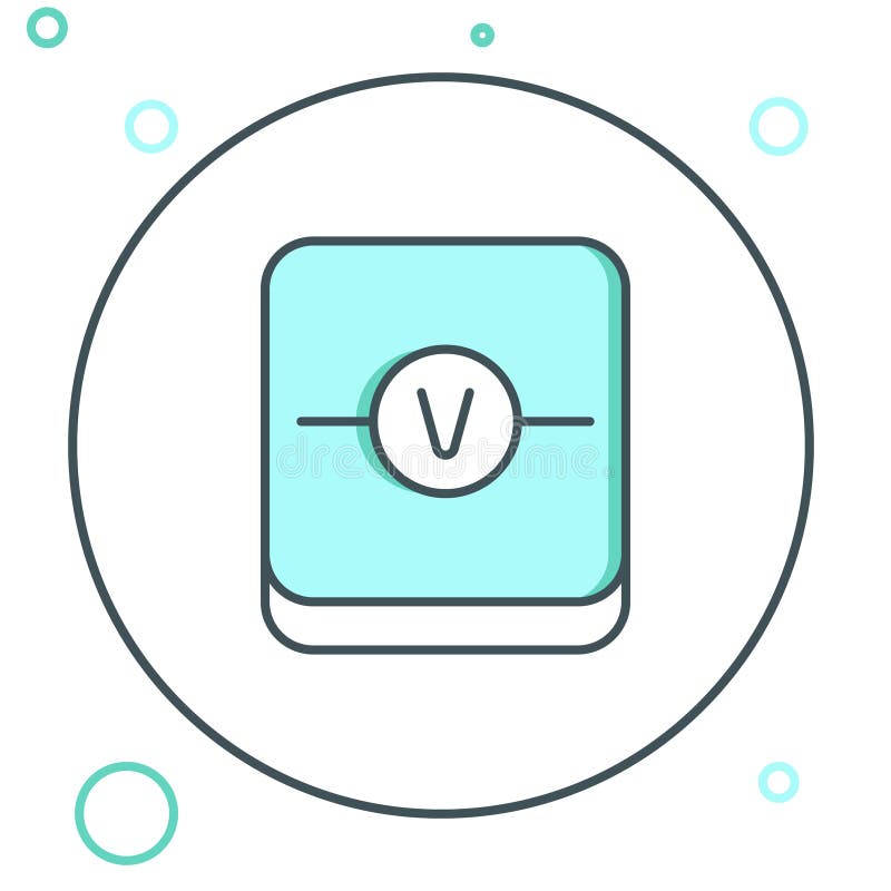 Line Voltmeter Electronic Component Icon Isolated on White Background ...