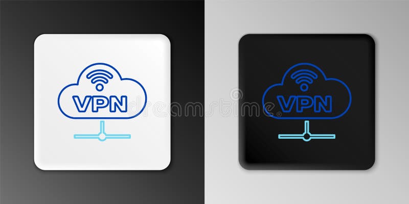 Line VPN Network Cloud Connection Icon Isolated on Grey Background ...