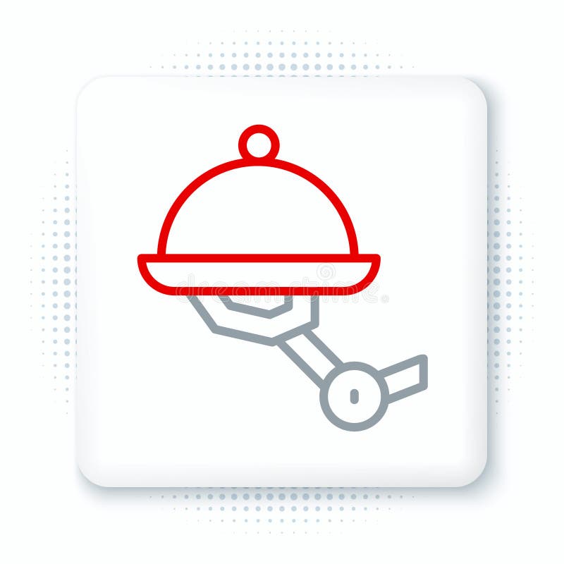 Line Waiter Robot with Covered Plate Icon Isolated on White Background ... Line Waiter Robot with Covered Plate Icon Isolated on White Background ...