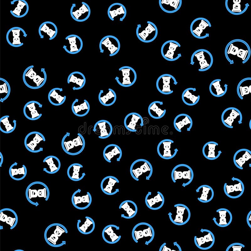 Line Waiting Icon Isolated Seamless Pattern on Black Background. Wait ...