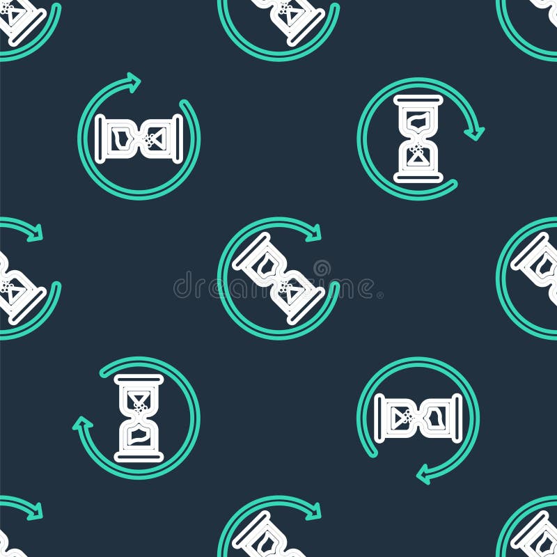 Line Waiting Icon Isolated Seamless Pattern on Black Background. Wait ...