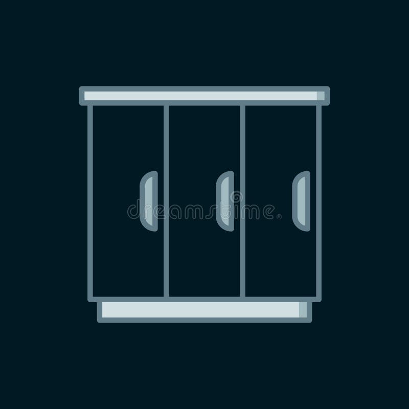 Line Wardrobe Icon Isolated on Black Background. Cupboard Sign. Flat ...