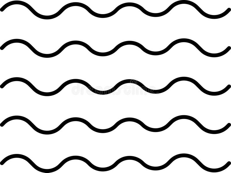 Line Water Waves Icon, Sign Vector. Stock Illustration - Illustration ...