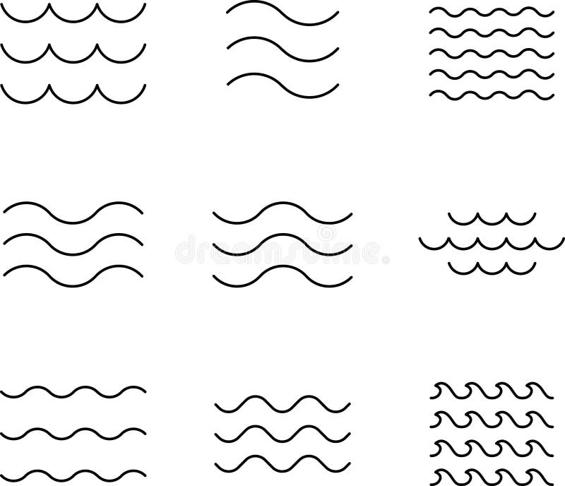 Line Water Waves Icon, Sign Vector. Stock Vector - Illustration of ...