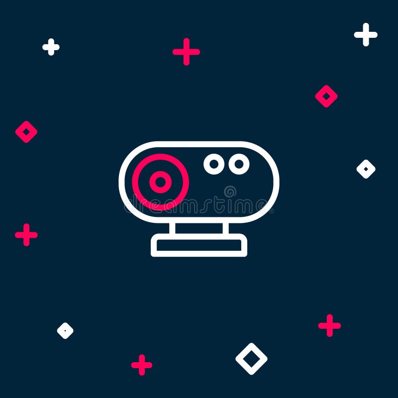 Line Web Camera Icon Isolated on Blue Background. Chat Camera. Webcam ... Line Web Camera Icon Isolated on Blue Background. Chat Camera. Webcam ...
