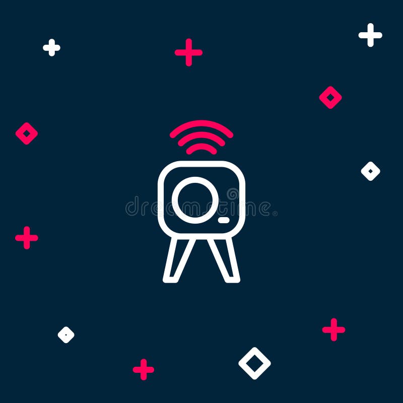 Line Web Camera Icon Isolated on Blue Background. Chat Camera. Webcam ...