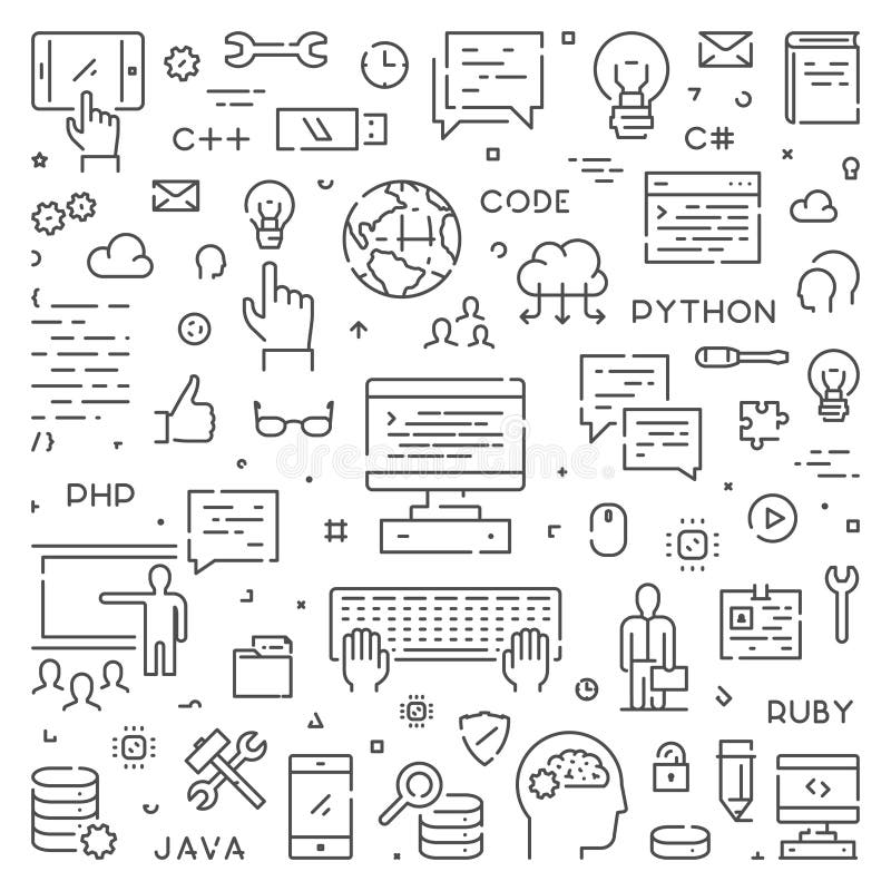 Line Web Concept for Computer Science Stock Illustration - Illustration ...