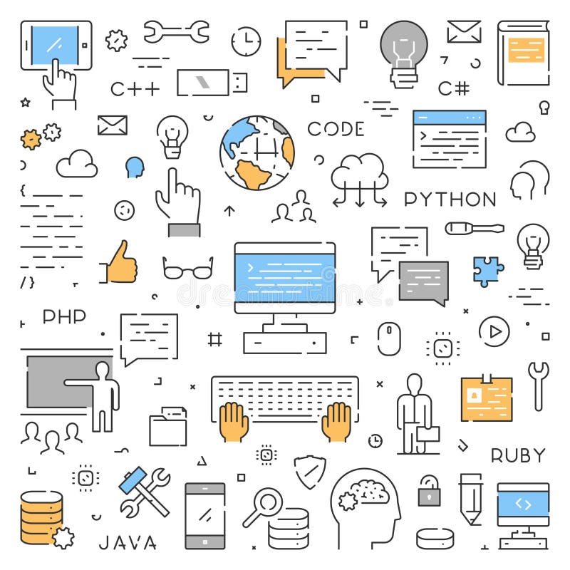 Line Concept for Computer Science. Stock Illustration - Illustration of ...
