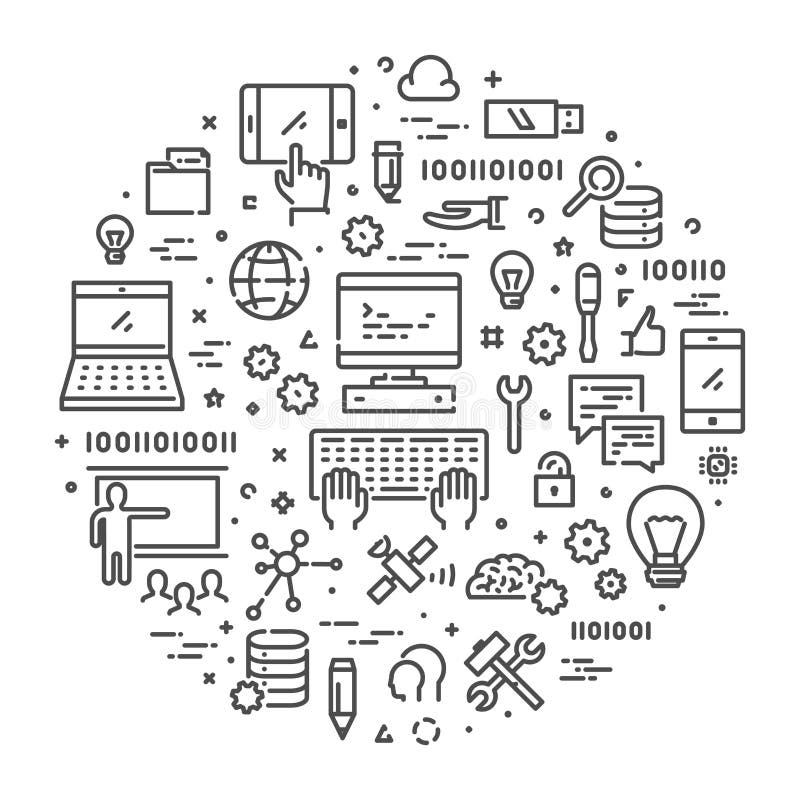 Line Web Concept for Computer Science Stock Illustration - Illustration ...