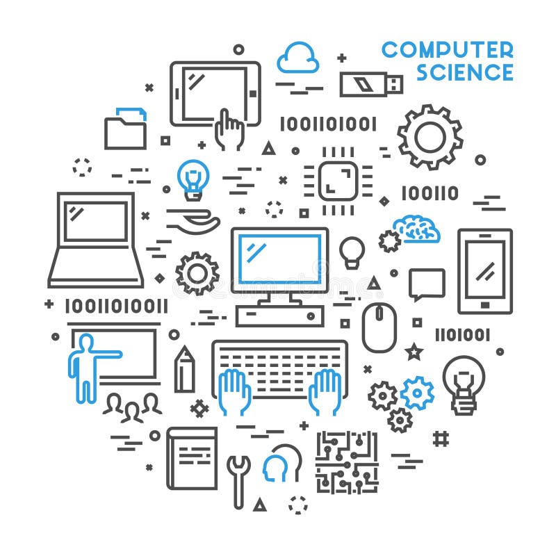 Line Web Concept for Computer Science Stock Illustration - Illustration ...