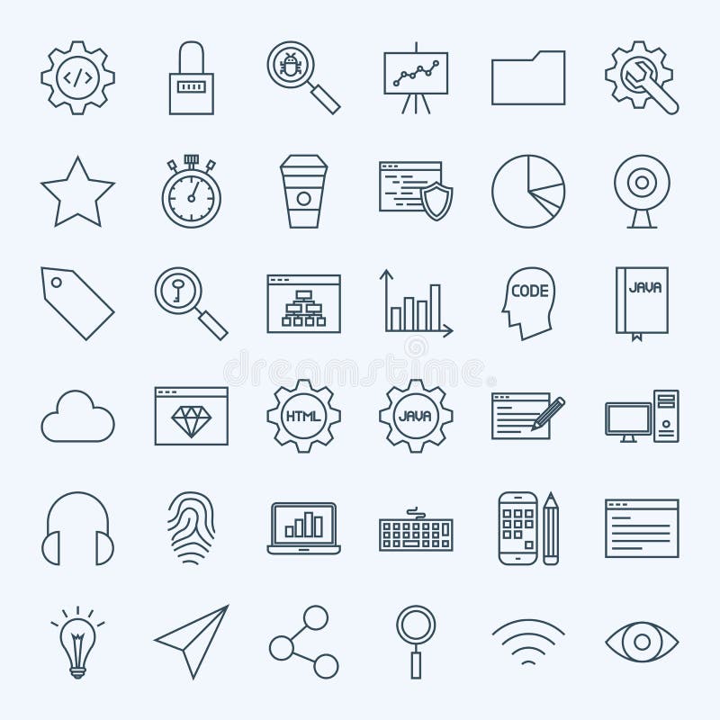 Line Web Development Icons stock vector. Illustration of java - 82669887