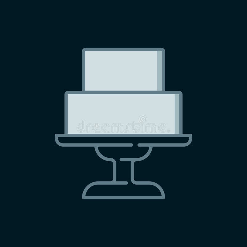 Line Wedding Cake Icon Isolated on Black Background. Flat Filled Outline Style with Shadow Stock ...