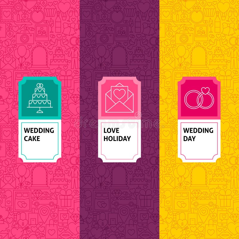 Line Wedding Patterns Set stock vector. Illustration of celebration ...