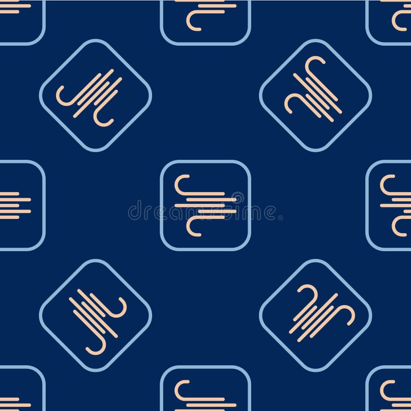 Line Wind Icon Isolated Seamless Pattern on Blue Background. Windy ...