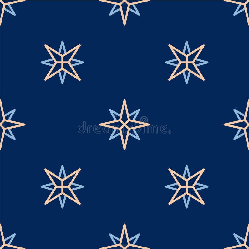 Line Wind Rose Icon Isolated Seamless Pattern on Blue Background ...