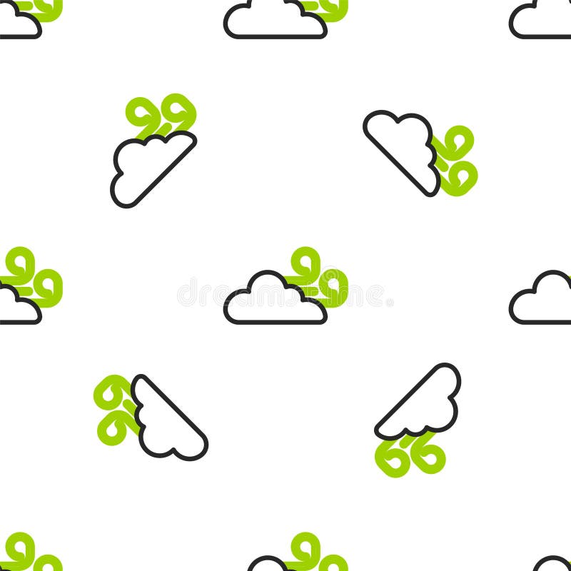 Line Windy Weather Icon Isolated Seamless Pattern on White Background ...