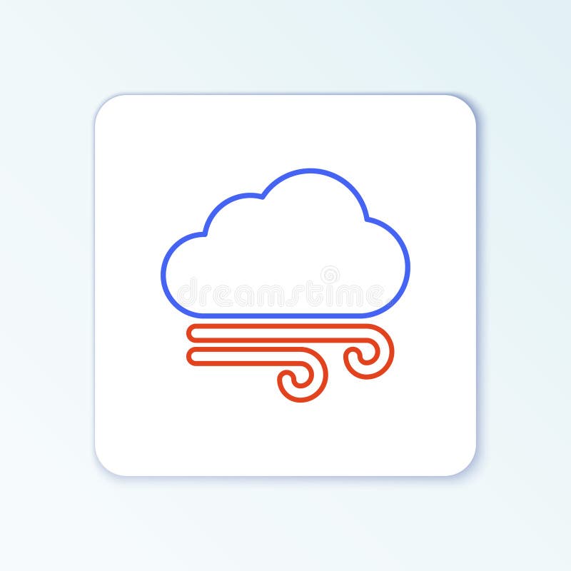 Line Windy Weather Icon Isolated on White Background. Cloud and Wind ...