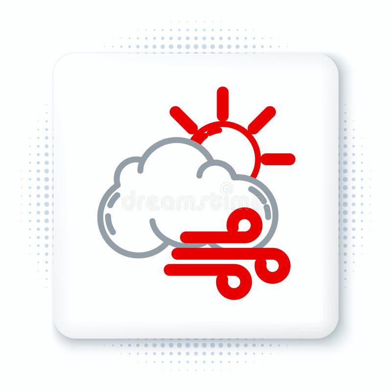 Line Windy Weather Icon Isolated on White Background. Sun with Cloud ... Line Windy Weather Icon Isolated on White Background. Sun with Cloud ...