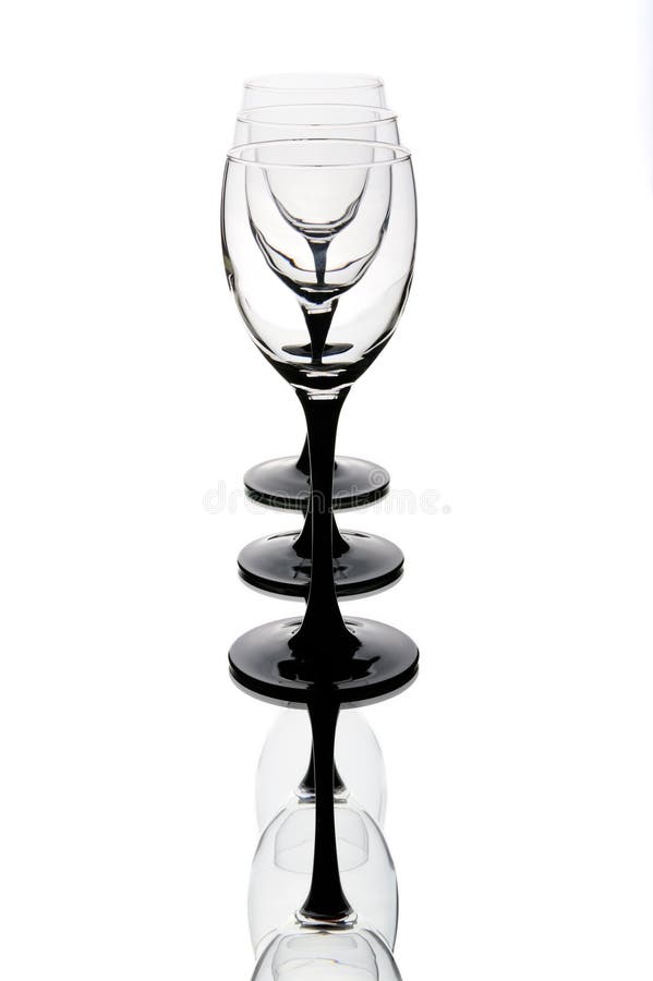 Line of wine glasses stock image. Image of three, thin - 7818301