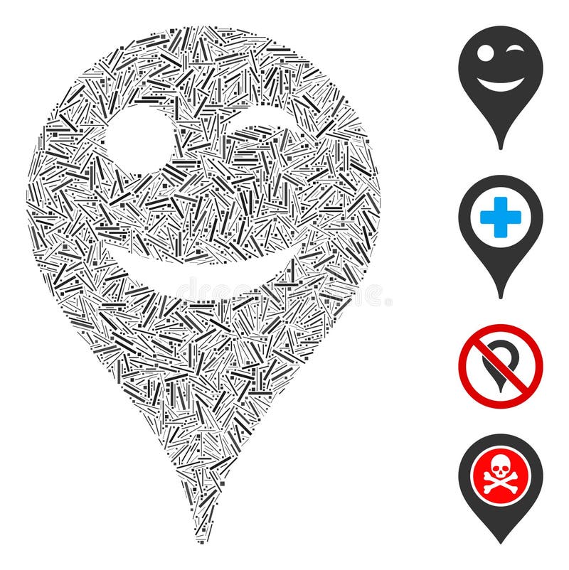 Line Wink Smiley Map Marker Icon Vector Mosaic Stock Vector ...