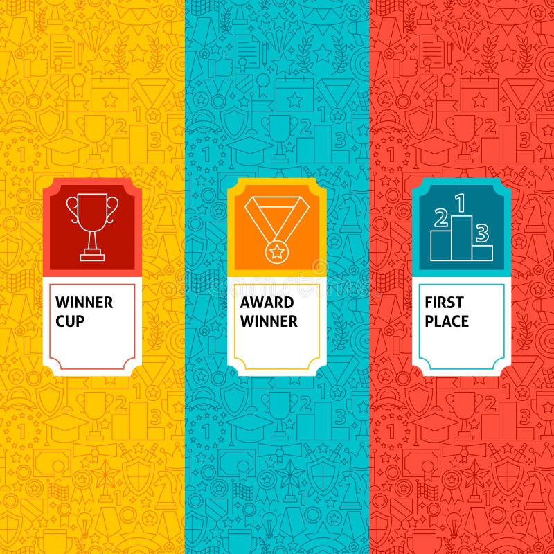 Line Winner Award Package Labels Stock Vector - Illustration of diploma ...