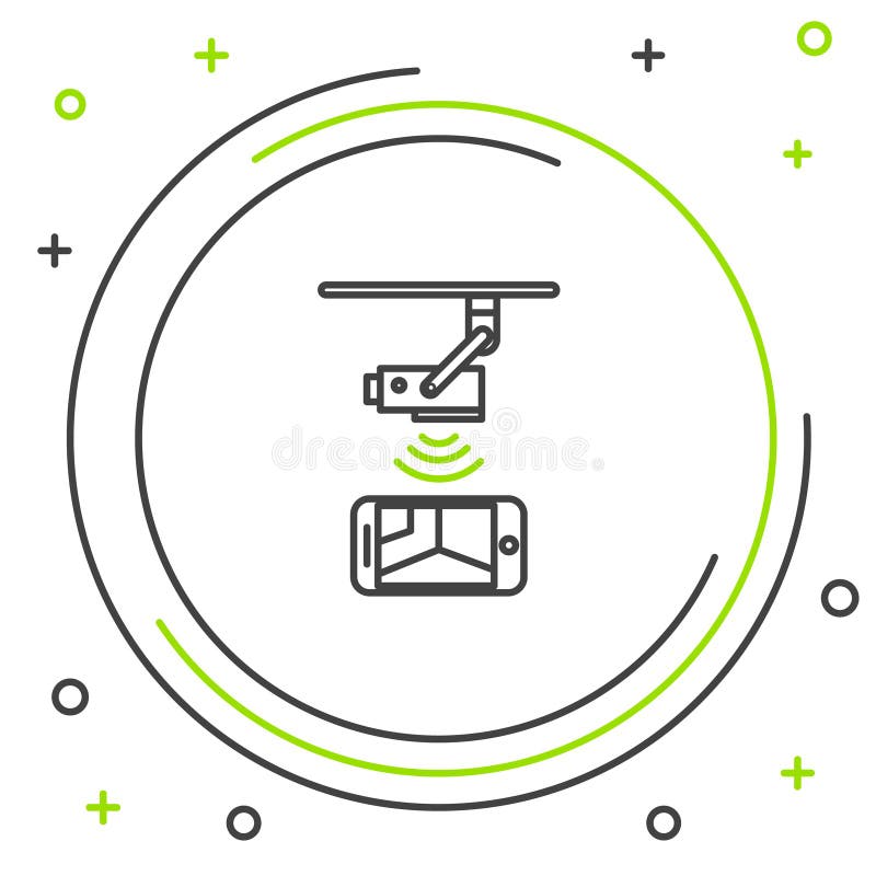 Line Wireless Controlling CCTV Security Camera with Smartphone Icon ...