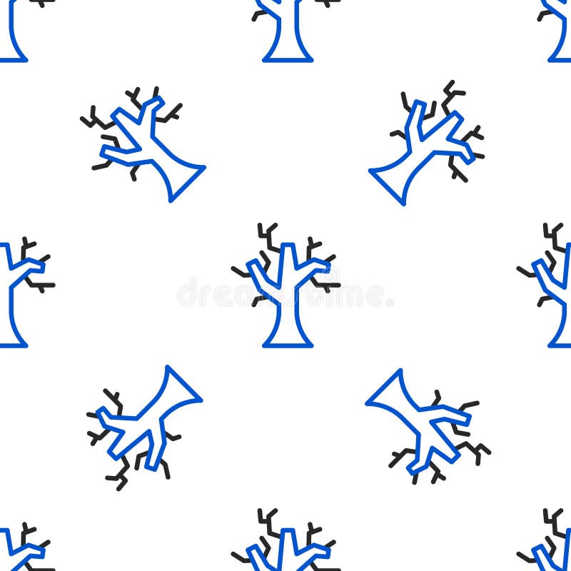 Line Withered Tree Icon Isolated Seamless Pattern on White Background ...