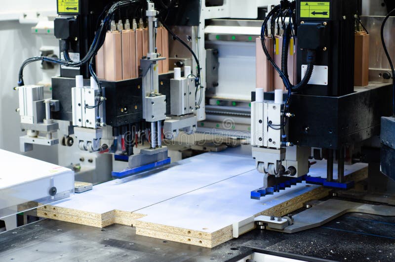 Line Wood Furniture Making Machine Stock Image - Image of building ...