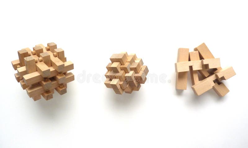 Line of Wooden Burr Puzzles Stock Image - Image of woodpuzzle ...