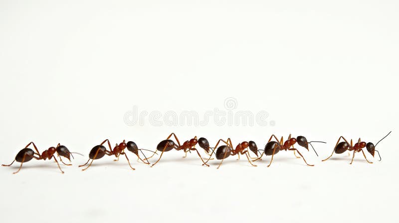 Line of Worker Ants Marching in Search of Food on White Background ...