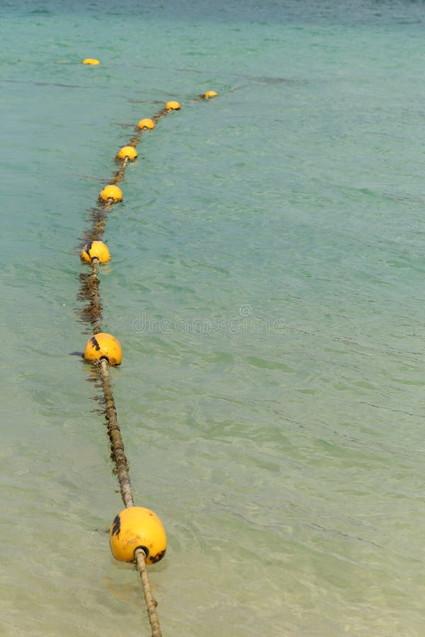 Yellow Buoys Floating on Sea Surface As Marker for Swimming Restriction ...