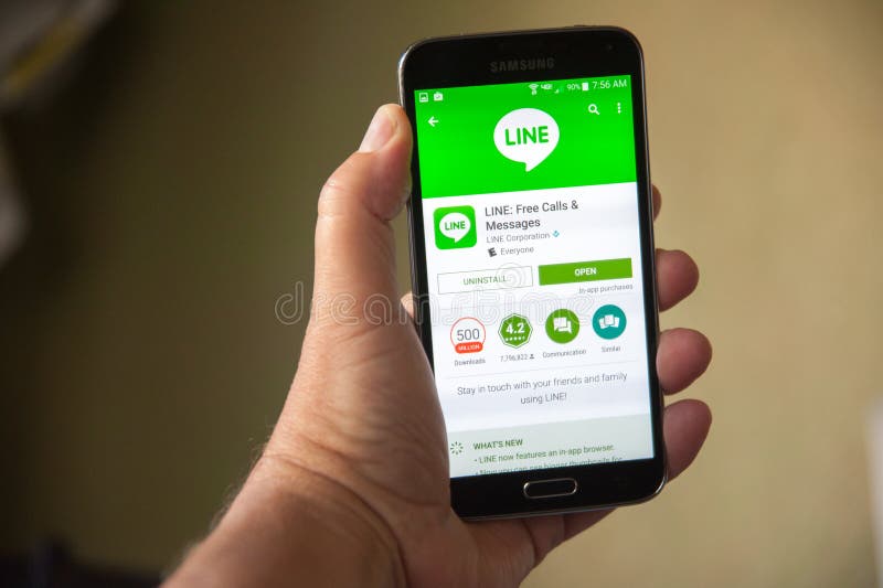 Linea App fotografia editoriale. Immagine di cellulare - 74379516