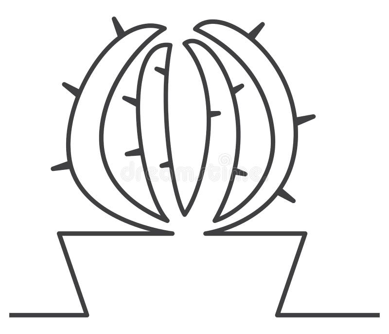 Linea del cactus uno illustrazione vettoriale. Illustrazione di simbolo ...